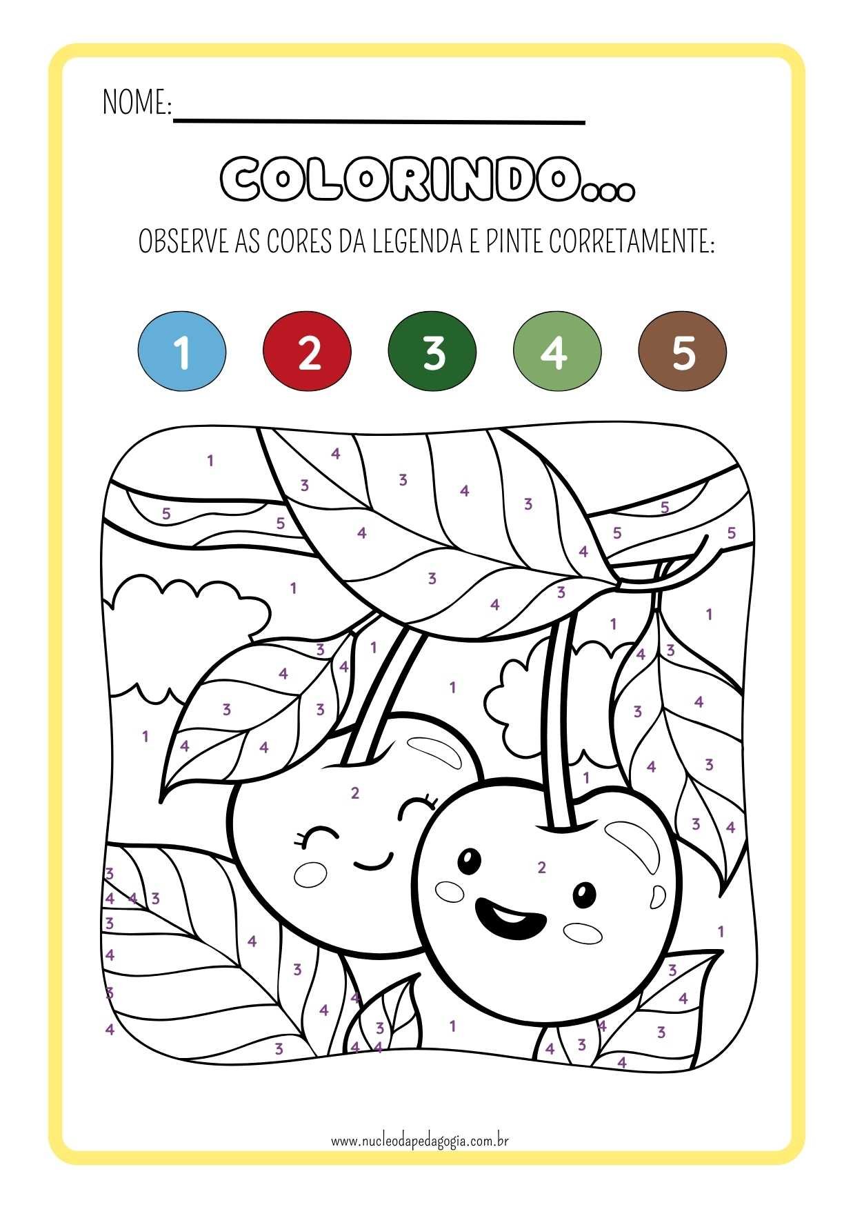 Atividade Colorir por números - Material para baixar