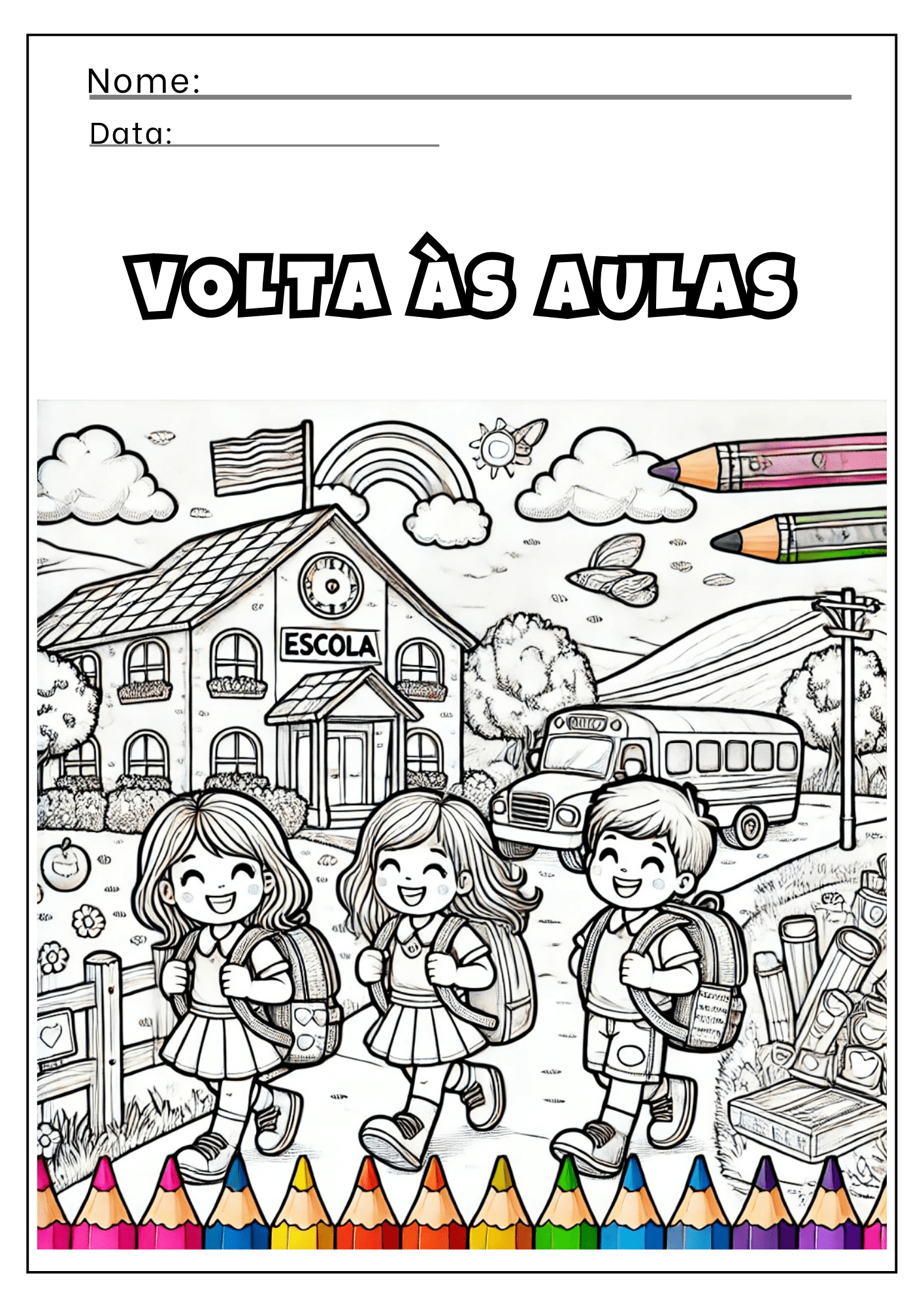 Atividades Volta às Aulas para colorir - Baixe grátis!