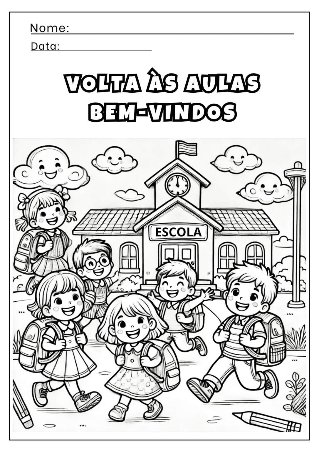 Atividades Volta às Aulas para colorir - Baixe grátis!